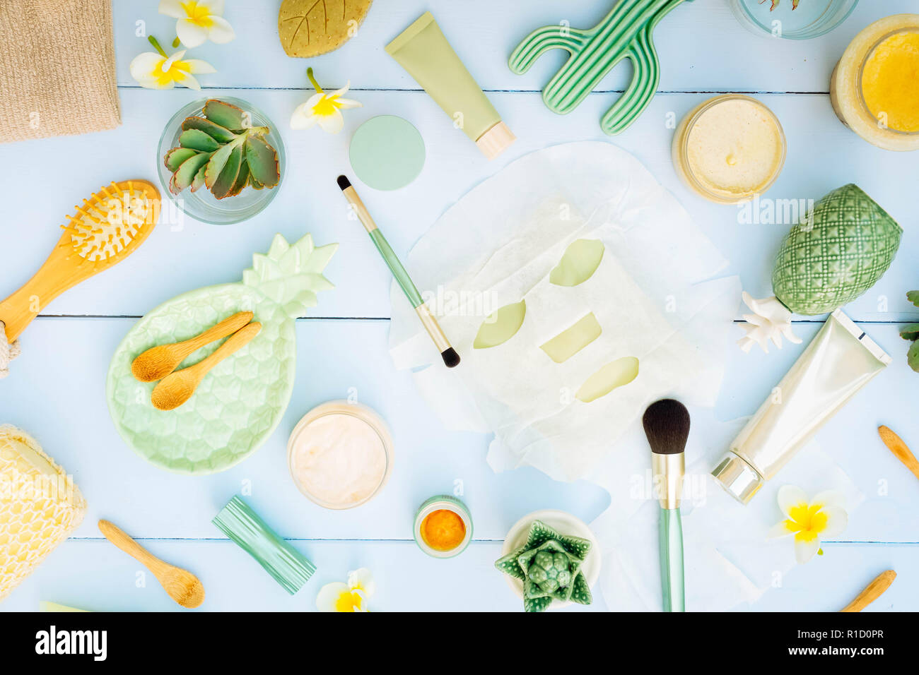Beauty background with facial cosmetic products Stock Photo - Alamy