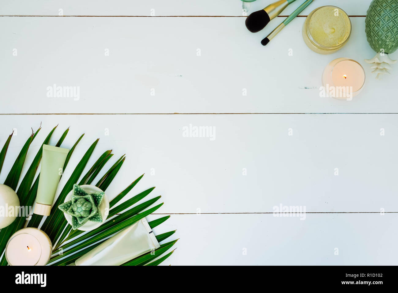 Beauty background with facial cosmetic products Stock Photo - Alamy
