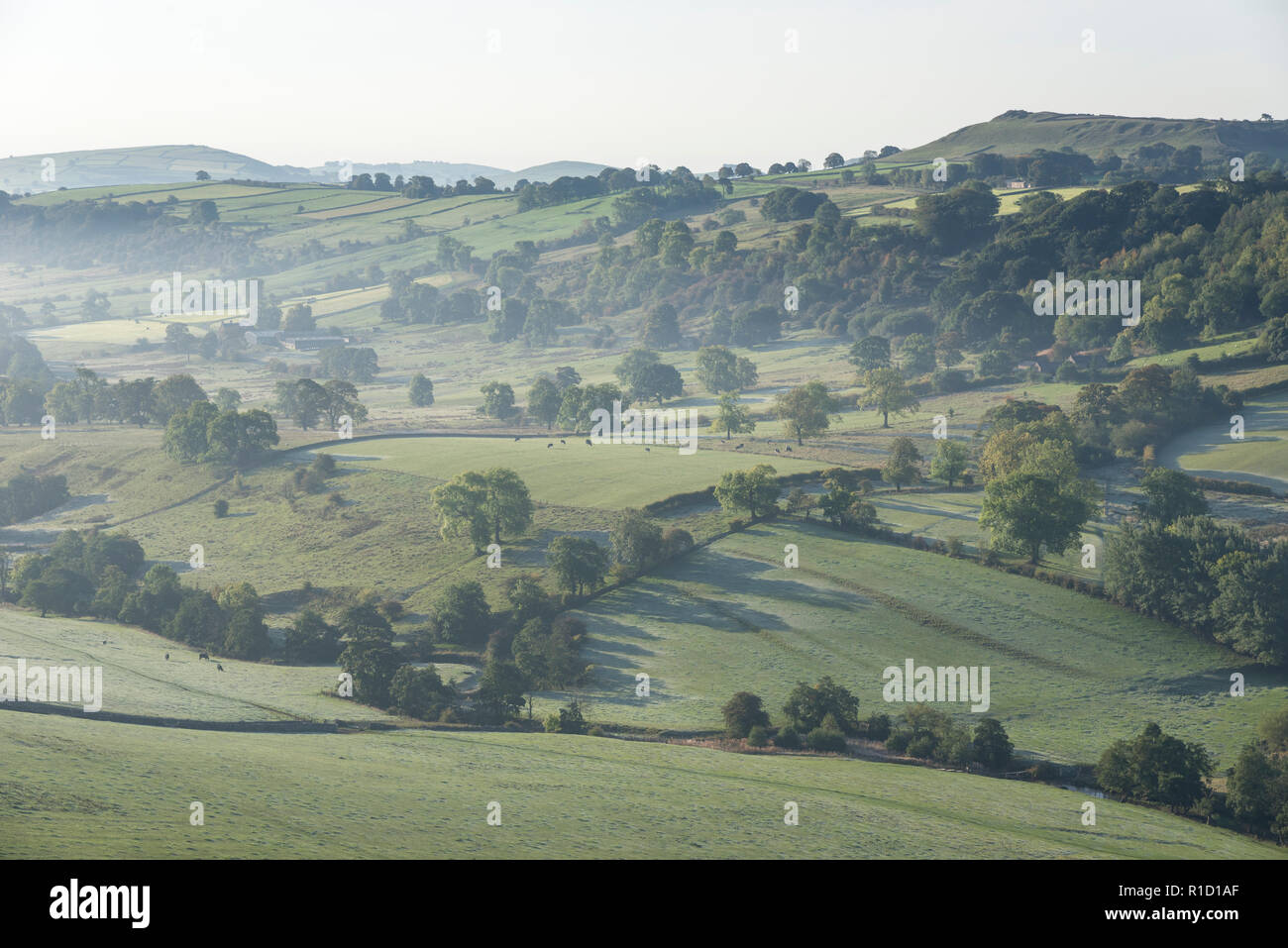 A chilly autumn morning in the Dove Valley around Crowdecote, Buxton ...