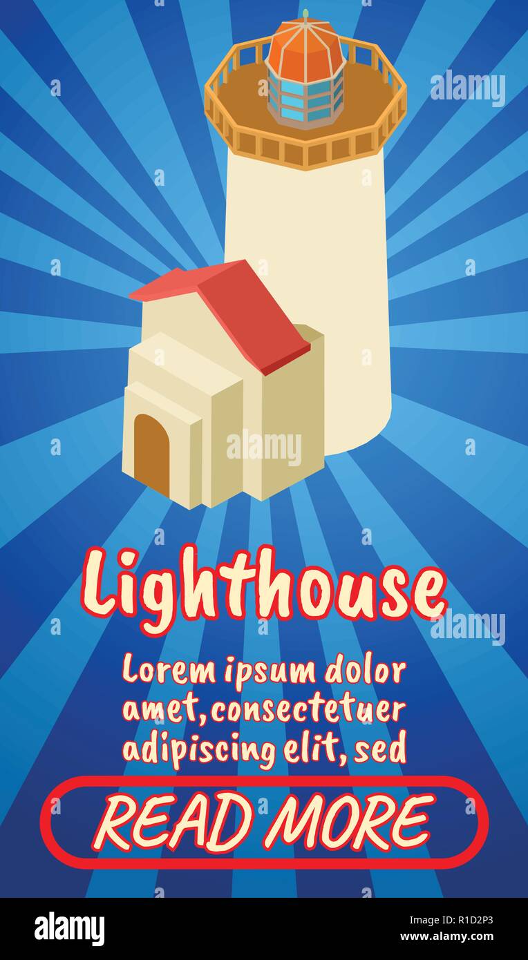 Lighthouse concept banner, comics isometric style Stock Vector Image ...