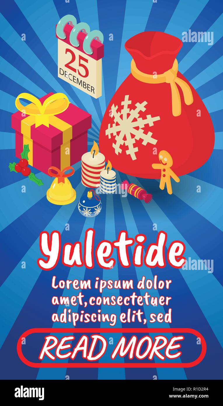 Yuletide concept banner, comics isometric style Stock Vector Image ...