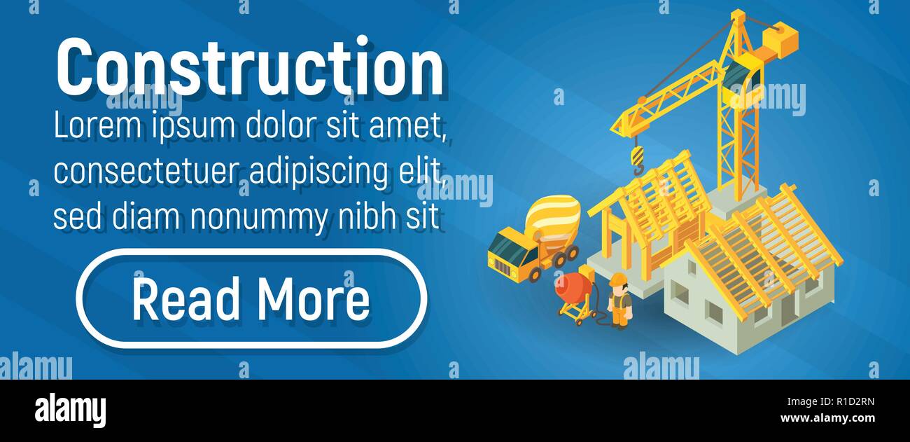 Construction concept banner, isometric style Stock Vector Image & Art ...