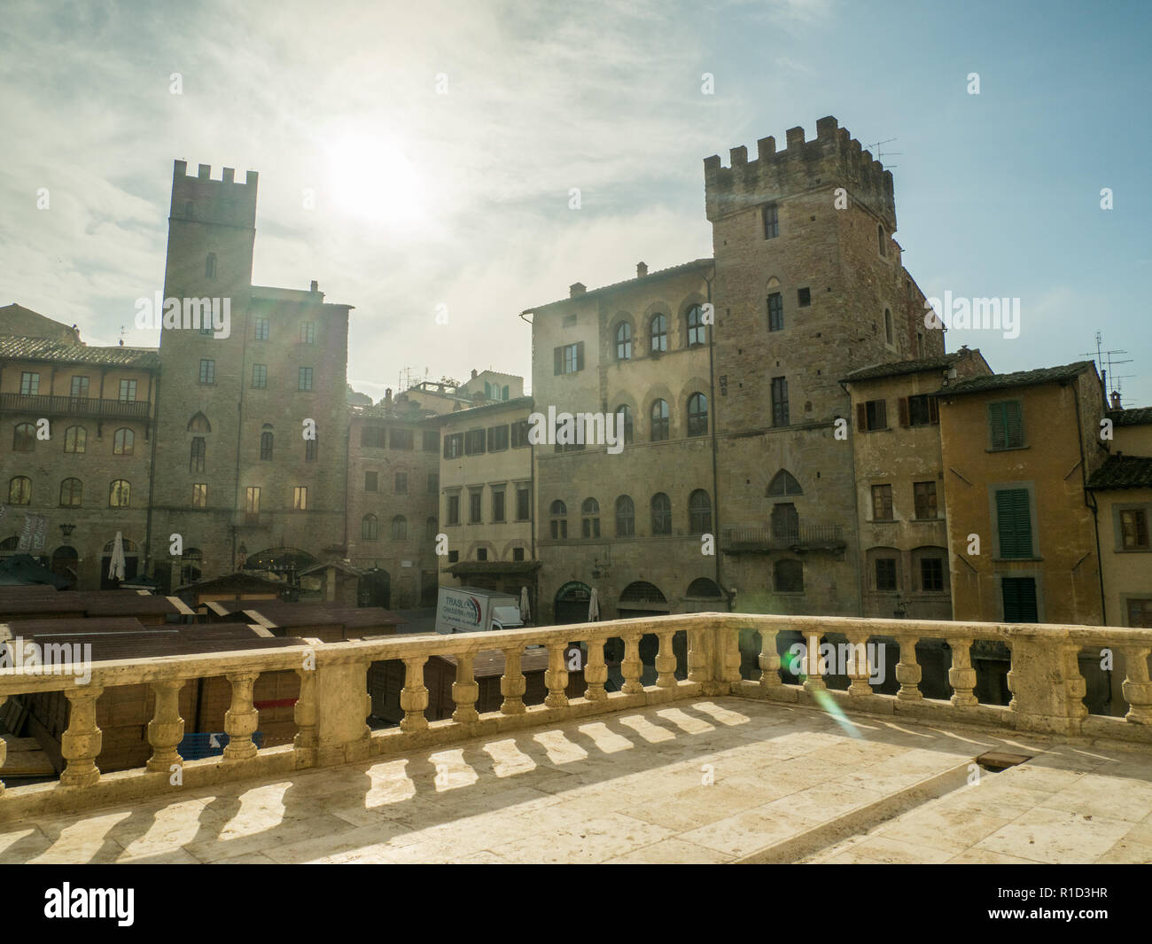 Medieval Piazza Grande, main town square in the city of Arezzo, Tuscany, Italy Stock Photo - Alamy
