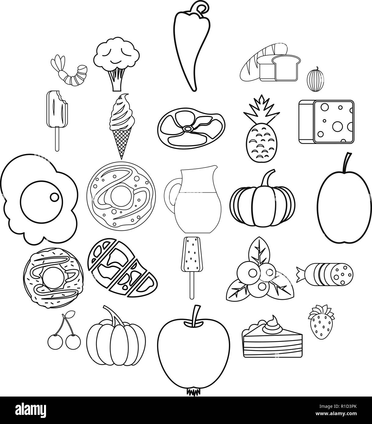 Feed icons set, outline style Stock Vector Image & Art - Alamy
