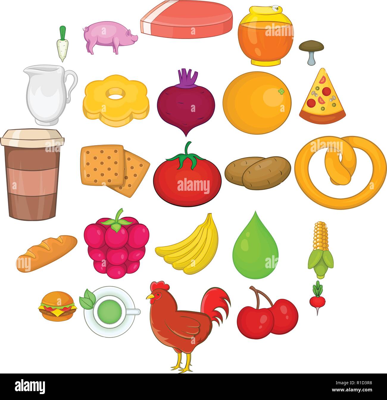 Fresh food icons set, cartoon style Stock Vector Image & Art - Alamy