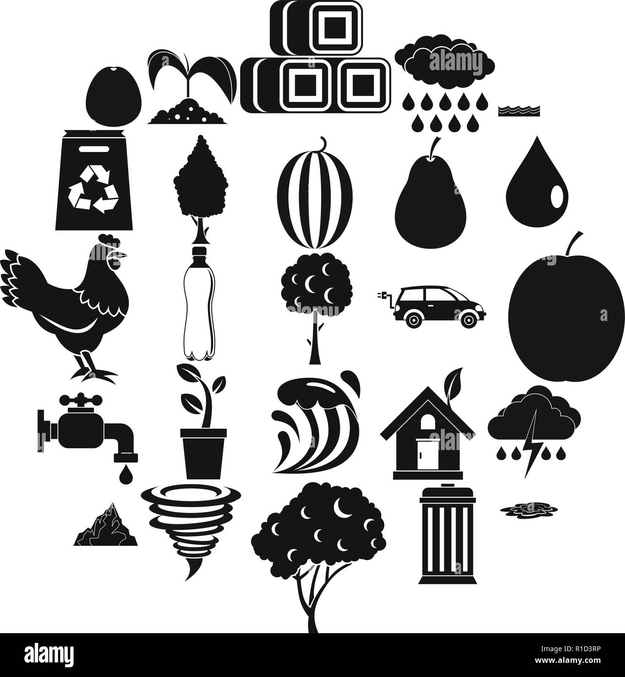 Pure water icons set, simple style Stock Vector Image & Art - Alamy