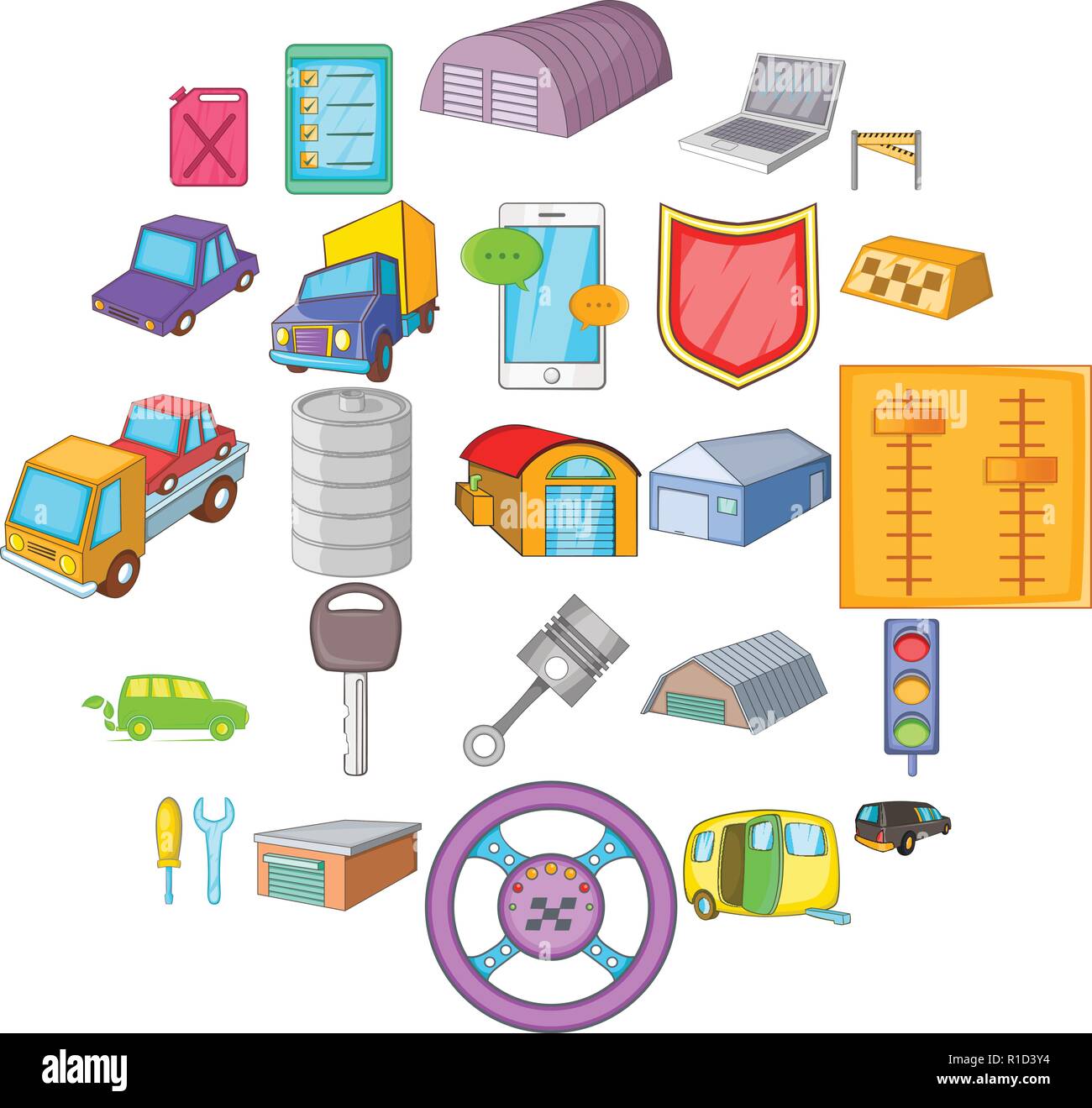 Garage icons set, cartoon style Stock Vector Image & Art - Alamy