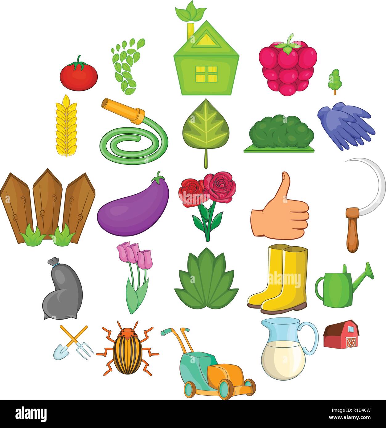 Green garden icons set, cartoon style Stock Vector Image & Art - Alamy