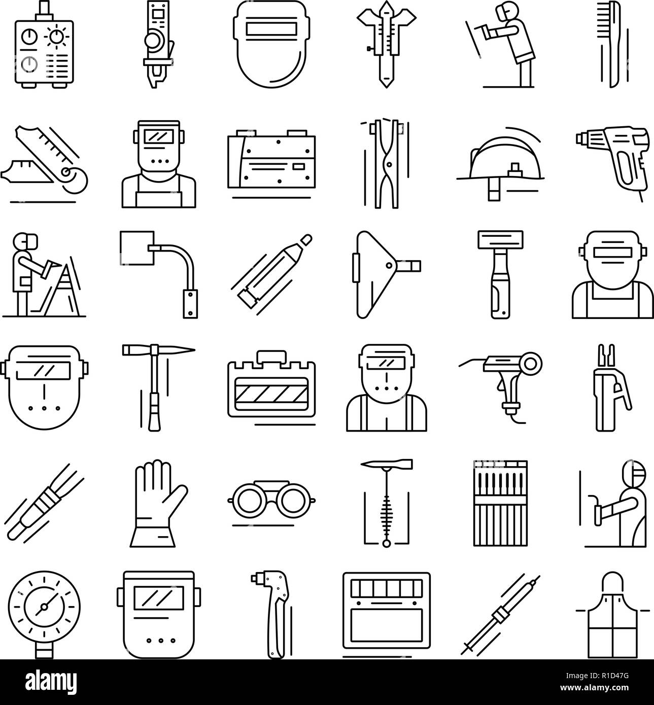 Welder Icon Set Outline Style Stock Vector Image And Art Alamy