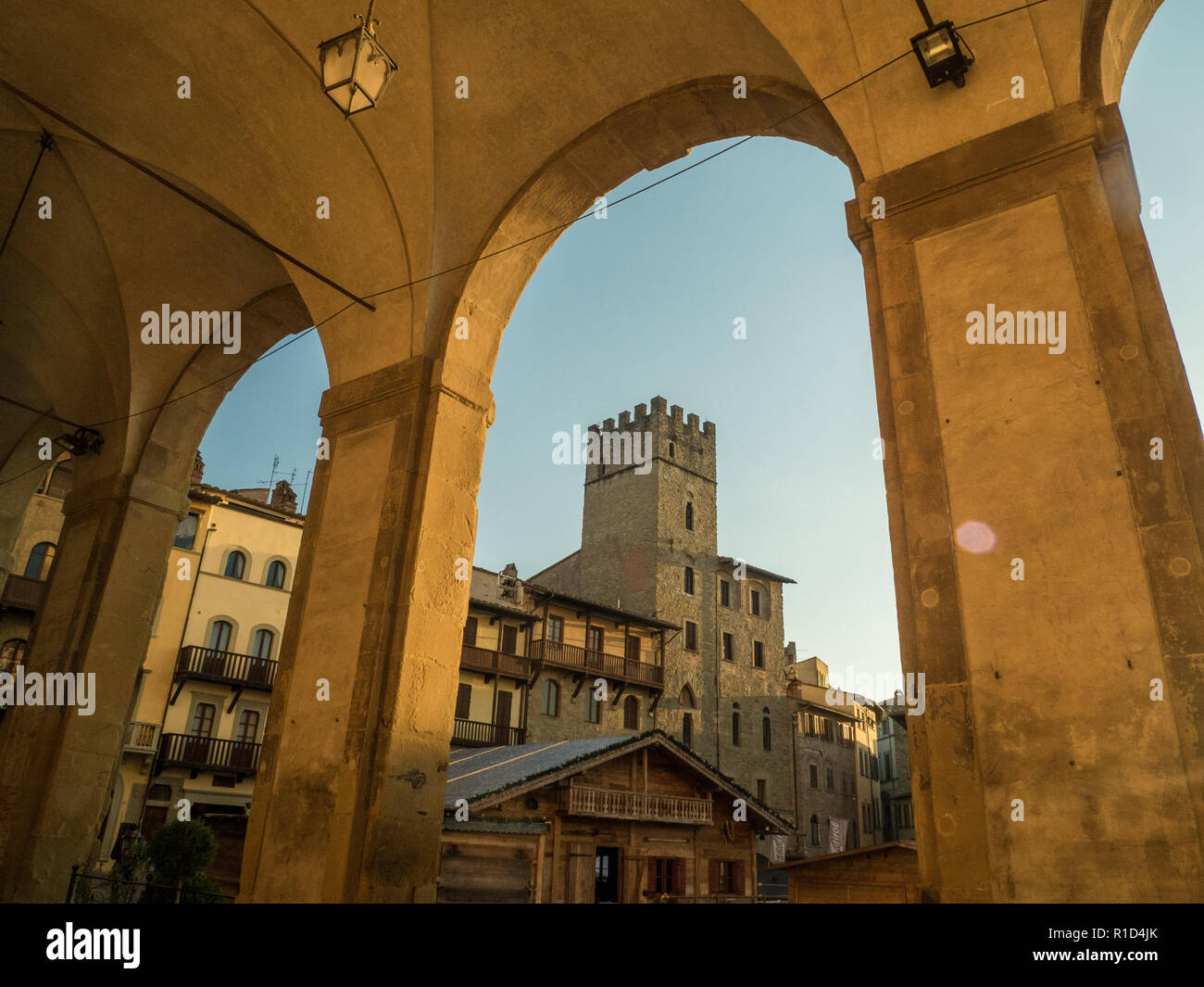 Medieval Piazza Grande, main town square in the city of Arezzo, Tuscany, Italy Stock Photo - Alamy