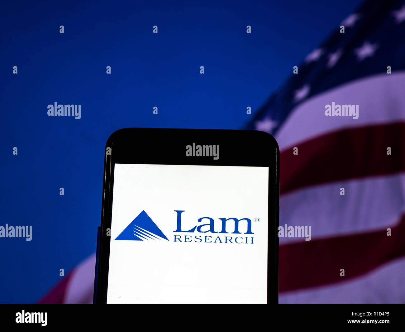 Lam Research Corporation logo seen displayed on smart phone. Lam ...
