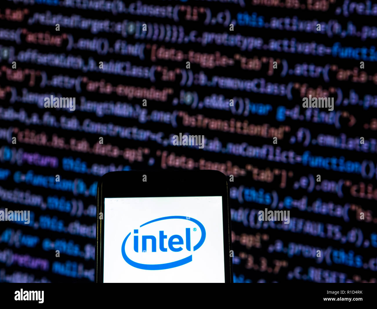 Intel Semiconductor manufacturing company logo seen displayed on smart ...