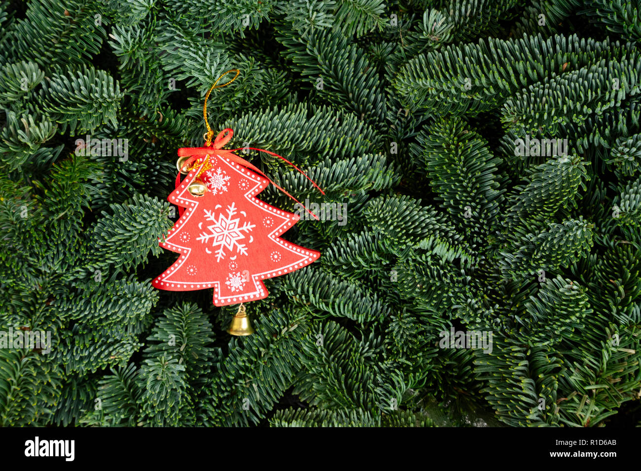 Christmas background with evergreen tree Stock Photo - Alamy