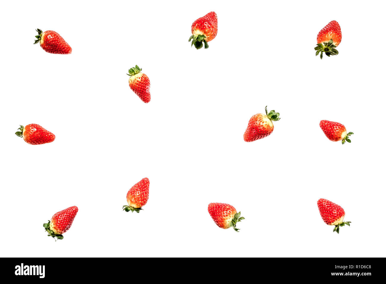 Many strawberry with leaves close-up isolated on white background Stock ...