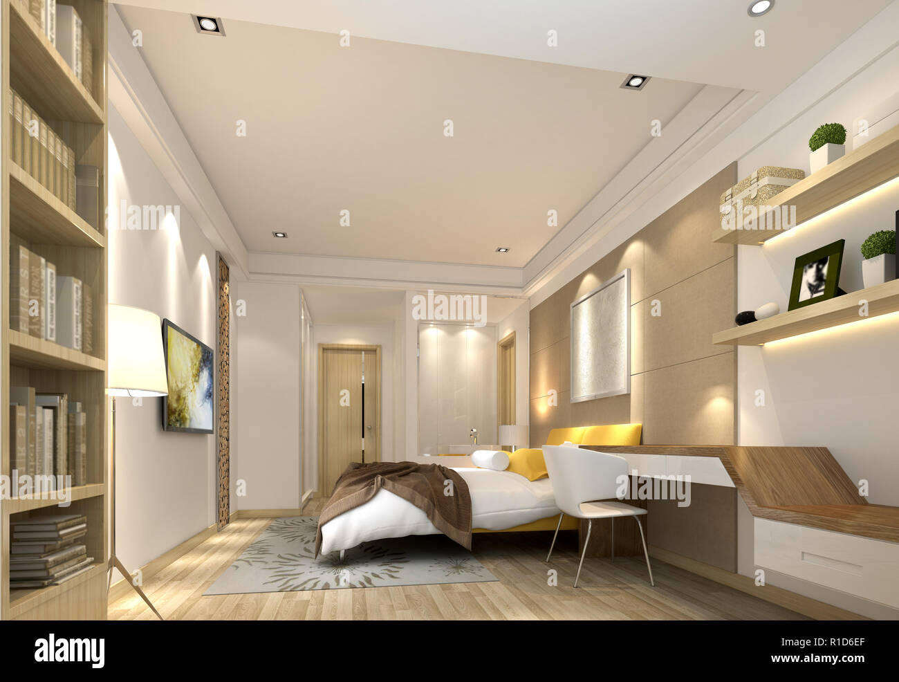 3d render of modern bedroom Stock Photo - Alamy
