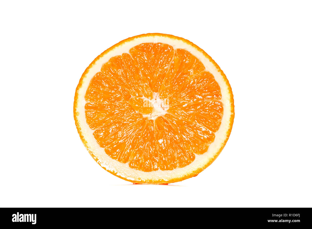 Orange slice closeup background texture isolated on white background ...