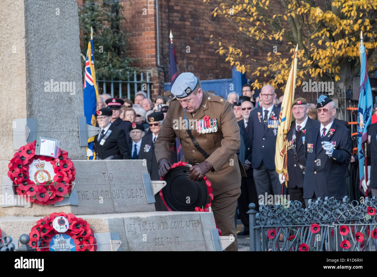 An RAF officer lays a reef during the Remembrance Sunday parade ...