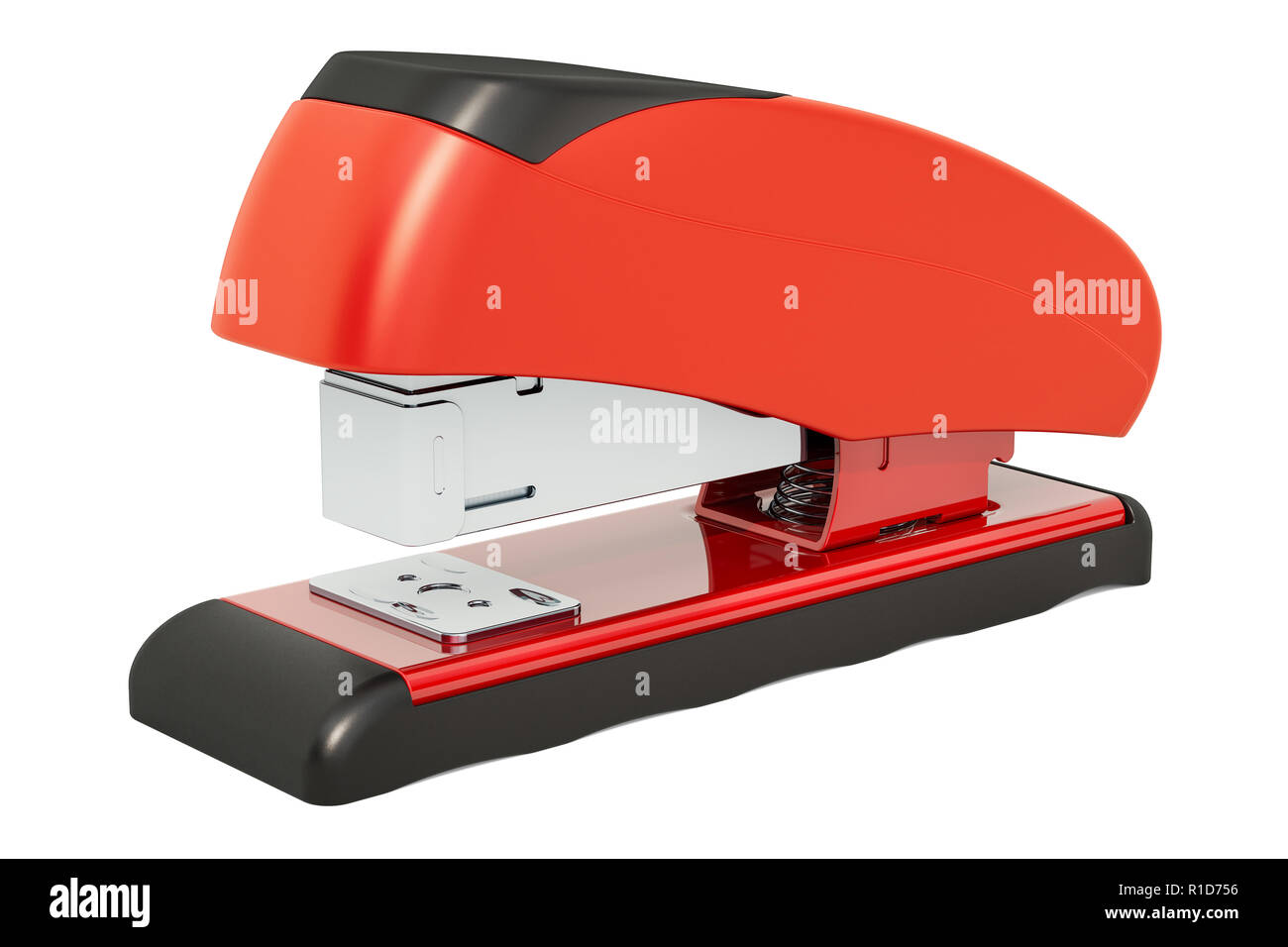 Red stapler, 3D rendering isolated on white background Stock Photo - Alamy