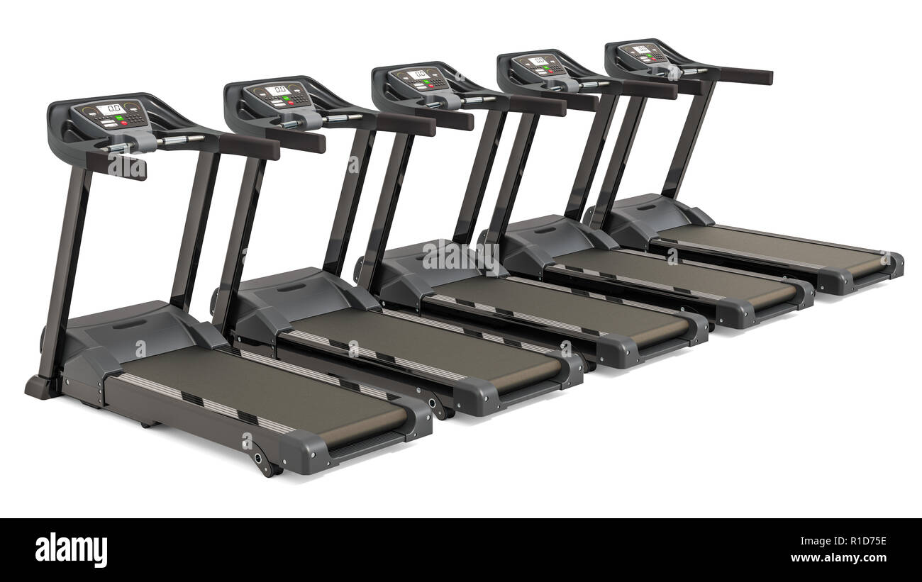 Treadmills, 3D rendering isolated on white background Stock Photo - Alamy