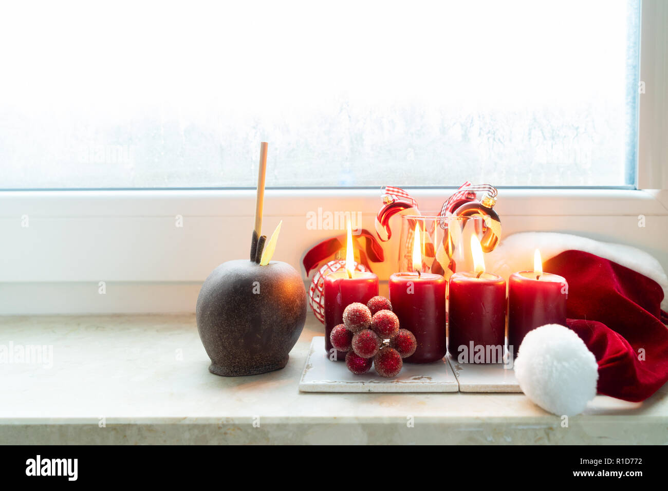 Christmas scene with burning light Stock Photo - Alamy