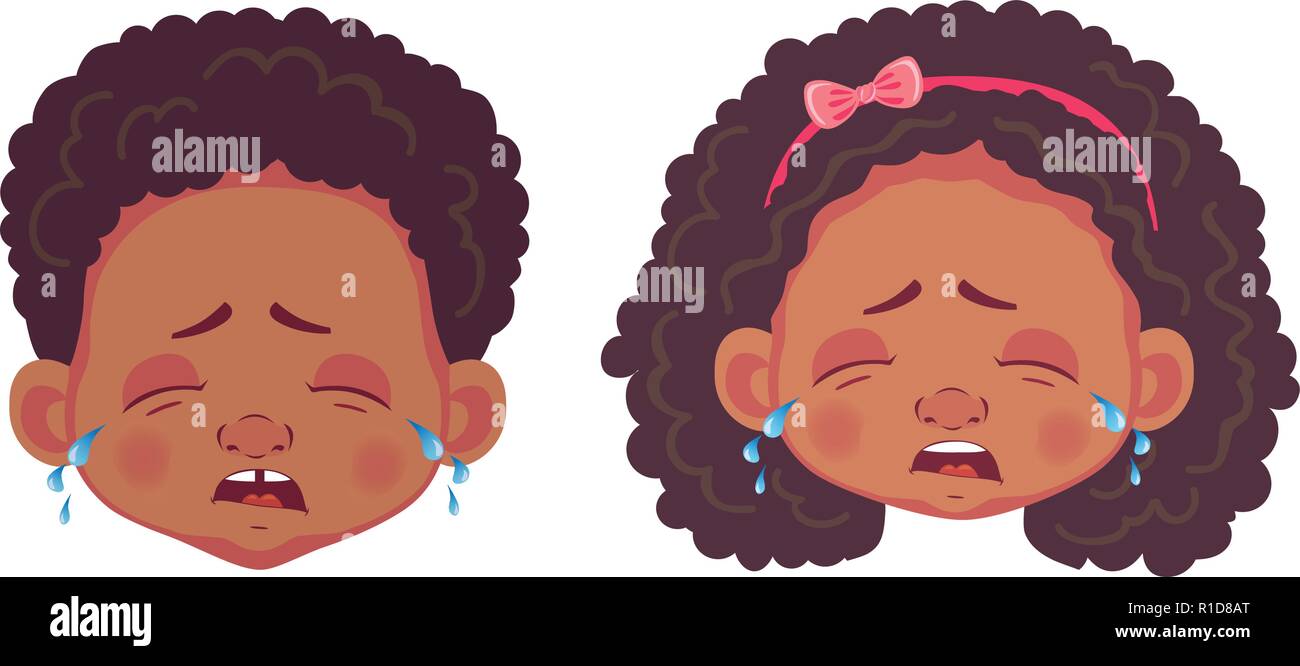 Face of African boy and girl. Emotions of african american boy and girl ...