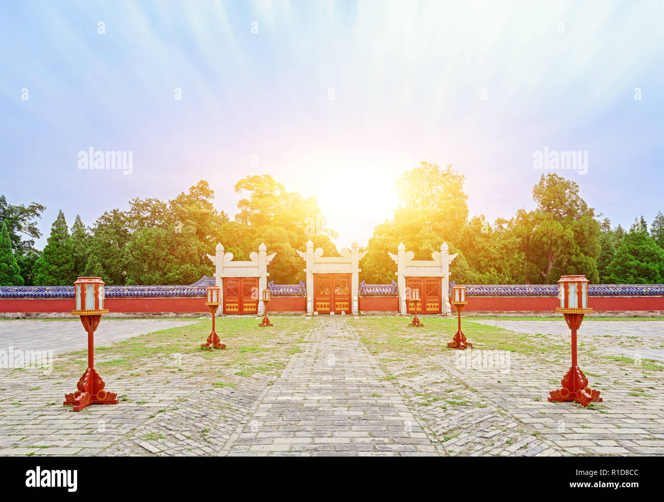 Temples of the Forbidden City in Beijing China during sunset Stock ...