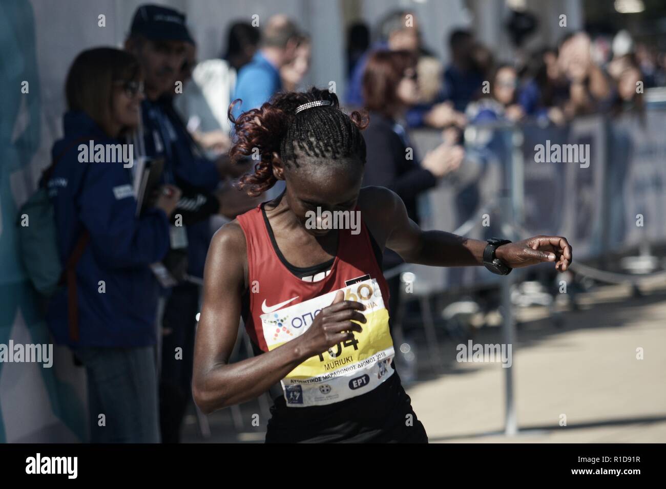 Athens, Greece. 11th Nov, 2018. Winner of the women marathon athlete ...