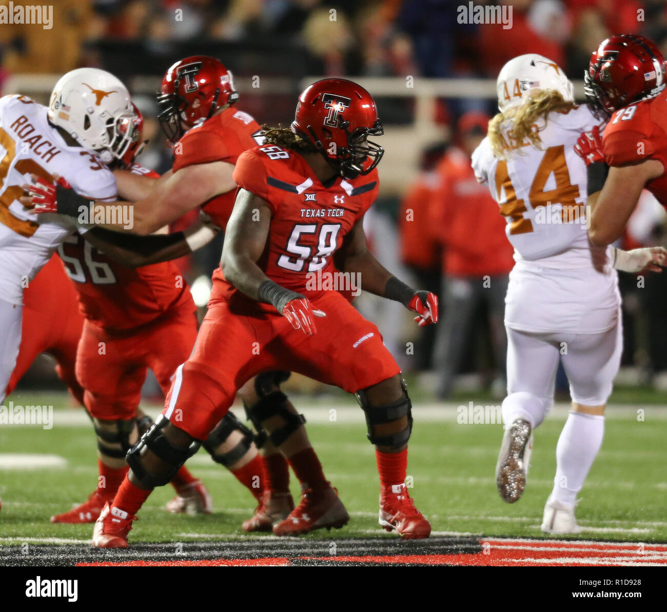 Lubbock, Texas, USA. 10th Nov, 2018. Texas Tech offensive lineman ...