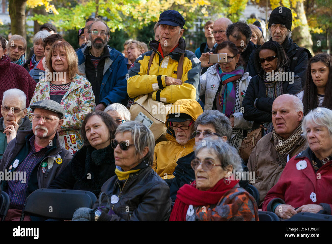 London, UK. 11th November, 2018. Peace activists and supporters attend ...