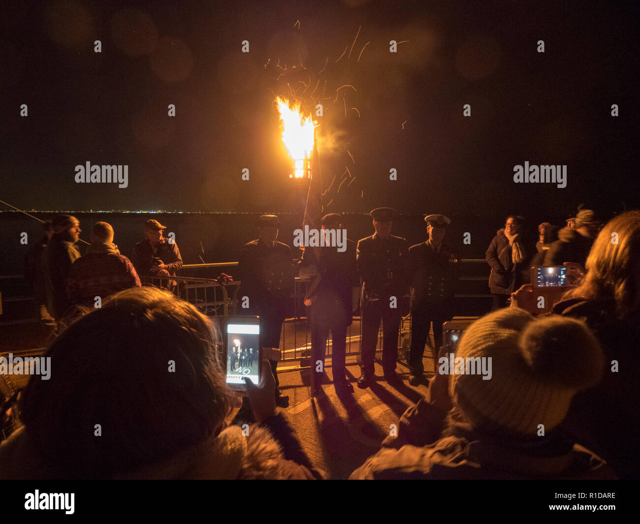 Sheerness, Kent, UK. 11th Nov, 2018. 8th Sheppey Scouts lit a beacon on ...