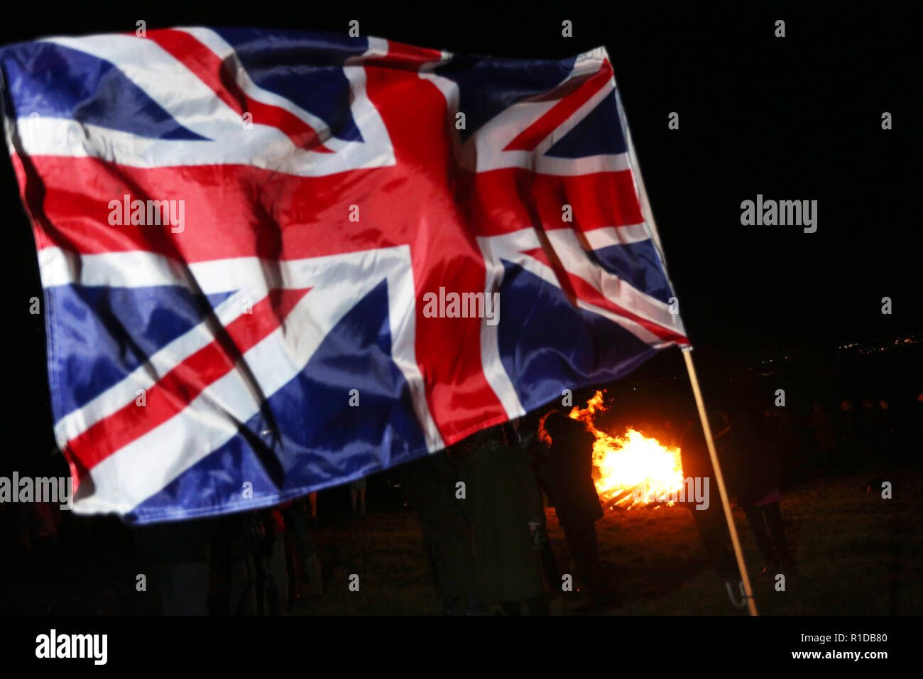 Chichester, West Sussex, UK. 11th Nov 2018. Goodwood Remembrance Beacon ...