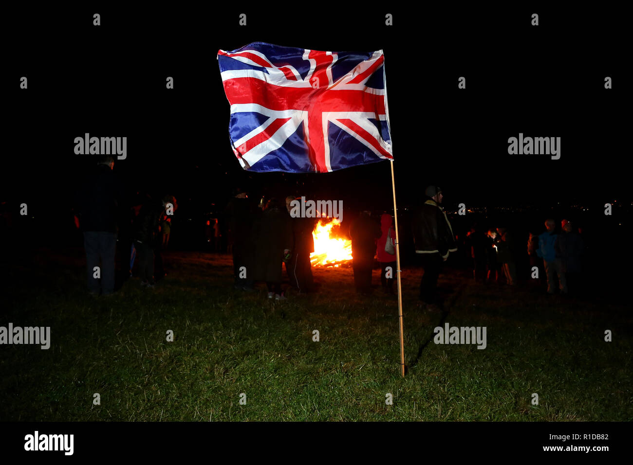 Chichester, West Sussex, UK. 11th Nov 2018. Goodwood Remembrance Beacon ...