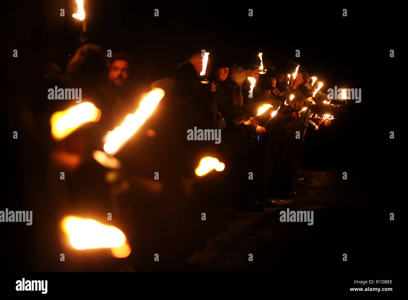 Chichester, West Sussex, UK. 11th Nov 2018. Goodwood Remembrance Beacon ...