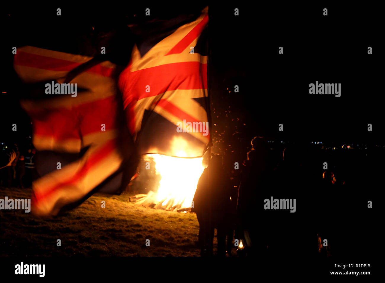 Chichester, West Sussex, UK. 11th Nov 2018. Goodwood Remembrance Beacon ...