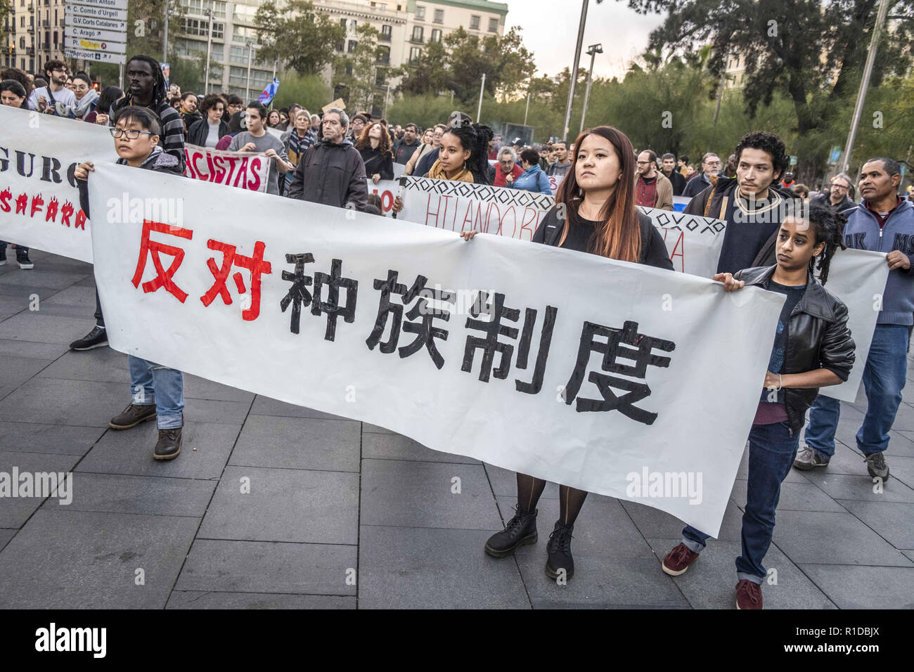 Barcelona, Catalonia, Spain. 11th Nov, 2018. A banner written in ...