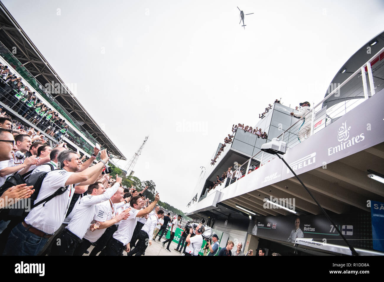 SÃO PAULO, SP - 11.11.2018: GRANDE PRÊMIO DO BRASIL DE F'RMULA 1 2018 - Lewis Hamilton and his ...