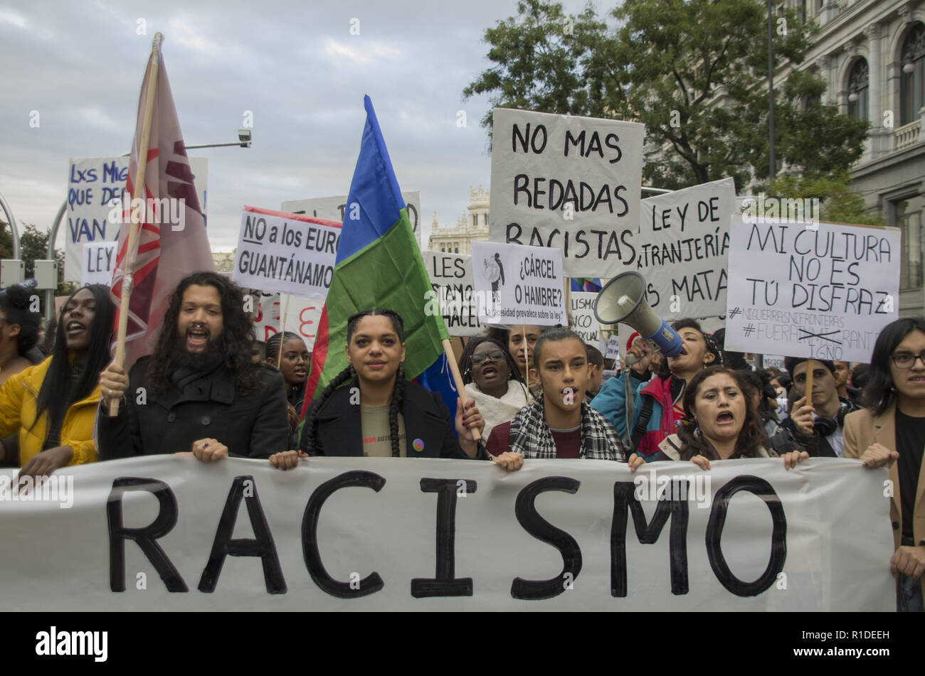 Madrid, Madrid, Spain. 11th Nov, 2018. Protesters holding placards and ...