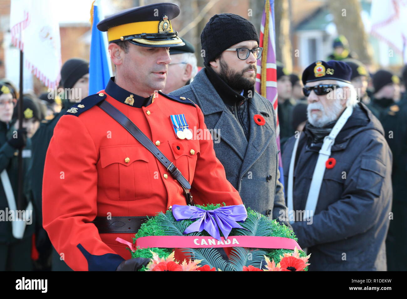 Quebec,Canada 11/11/2018. Federal deputy Gabriel Ste-Marie with an RCMP ...