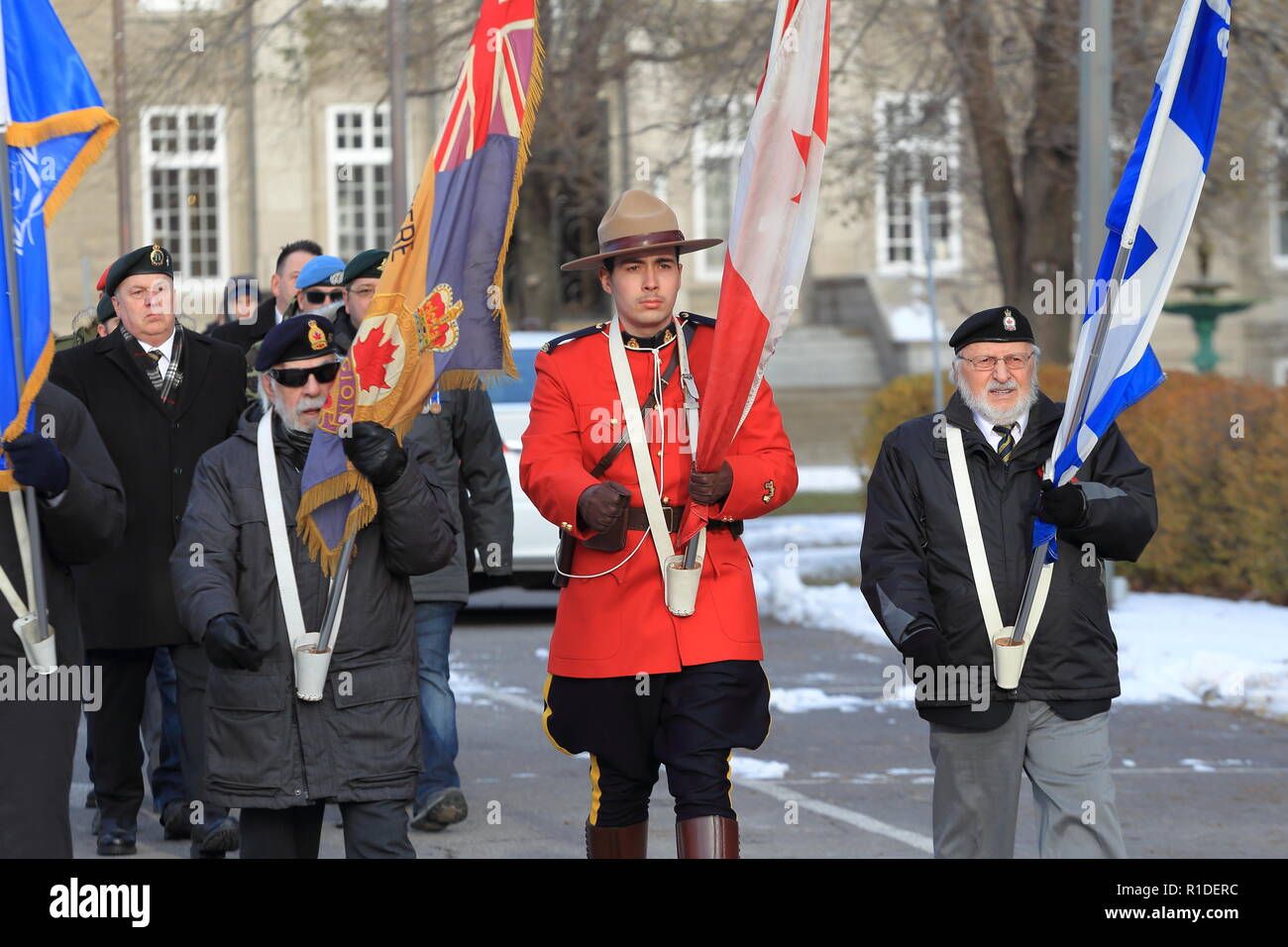 Quebec,Canada 11/11/2018.An RCMP officer participates in the ...