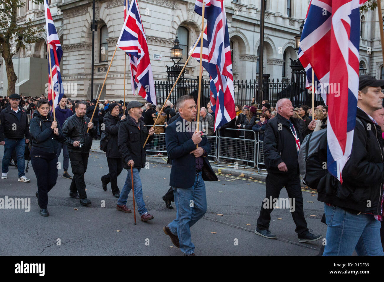 London, UK. 11th November, 2018. Supporters of the far-right National ...