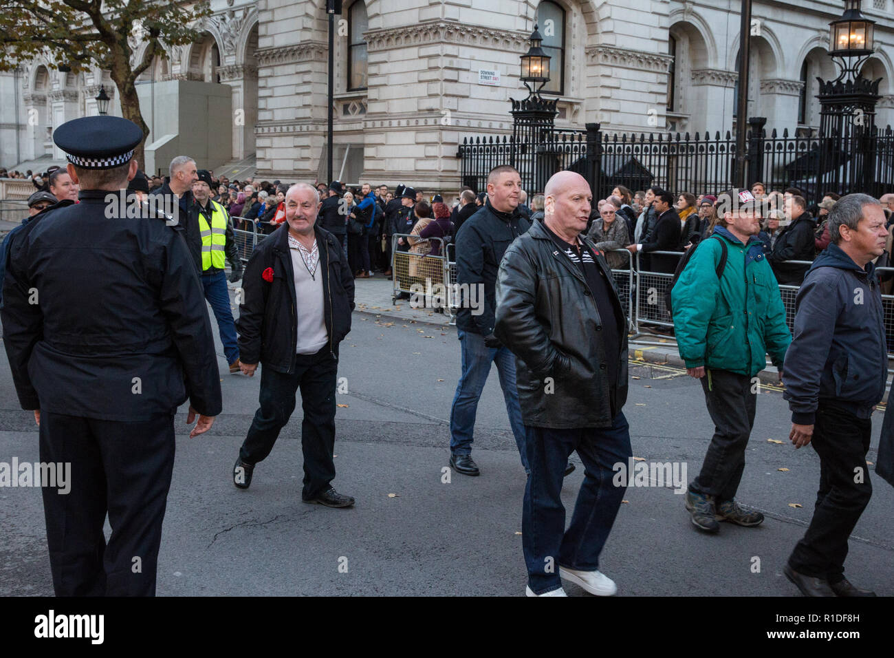 London, UK. 11th November, 2018. Supporters of the far-right National ...