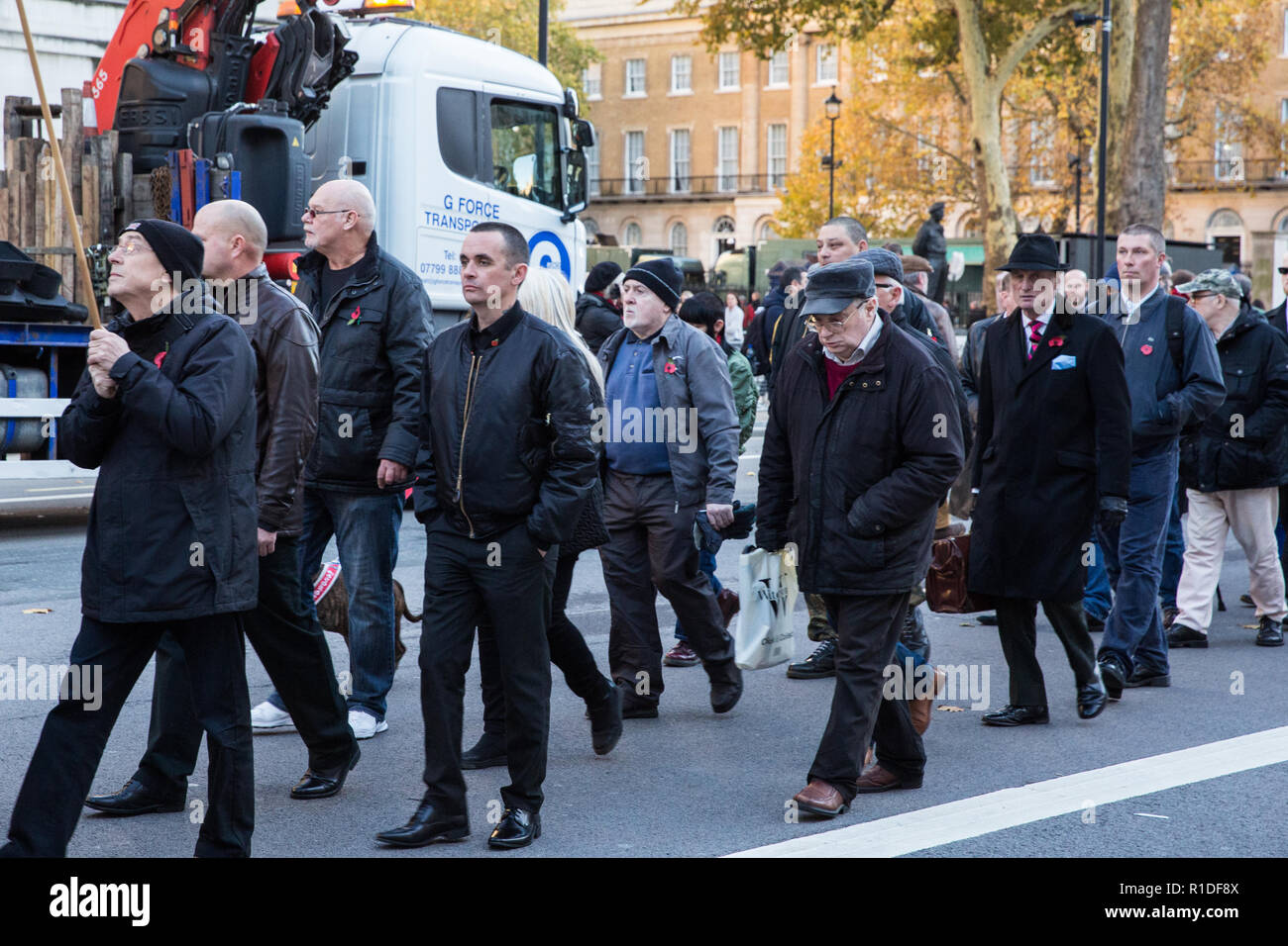 London, UK. 11th November, 2018. Supporters of the far-right National ...