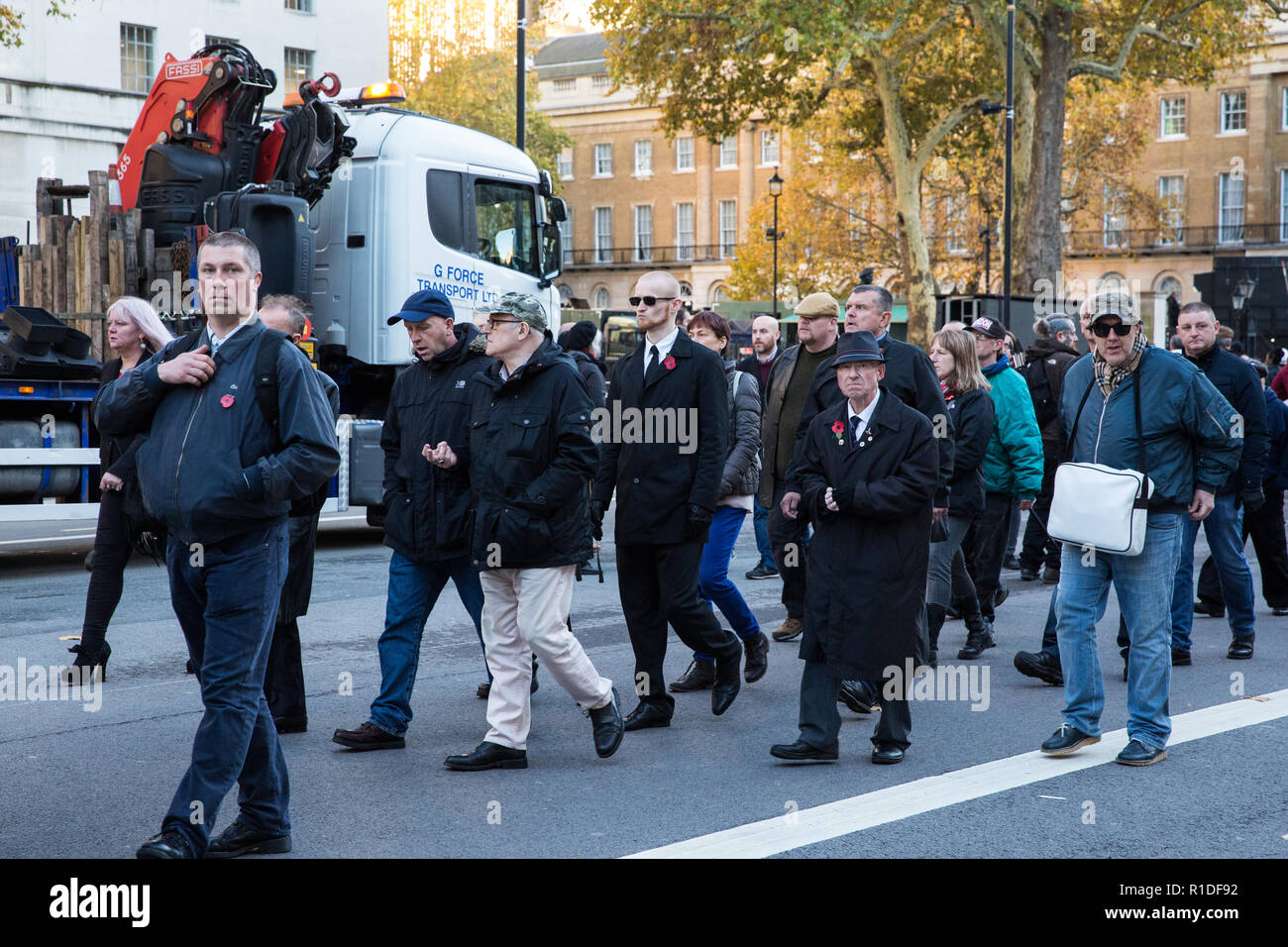 London, UK. 11th November, 2018. Supporters of the far-right National ...