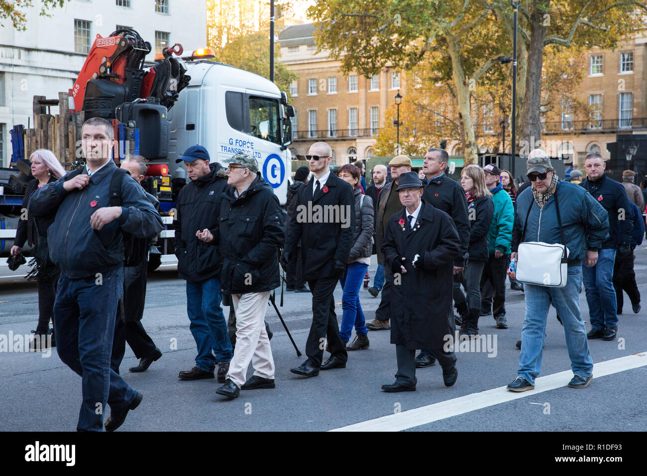 London, UK. 11th November, 2018. Supporters of the far-right National ...
