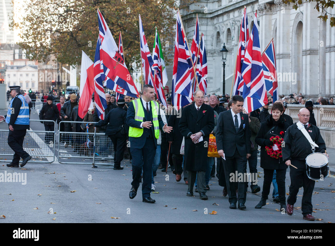 London, UK. 11th November, 2018. Supporters of the far-right National ...