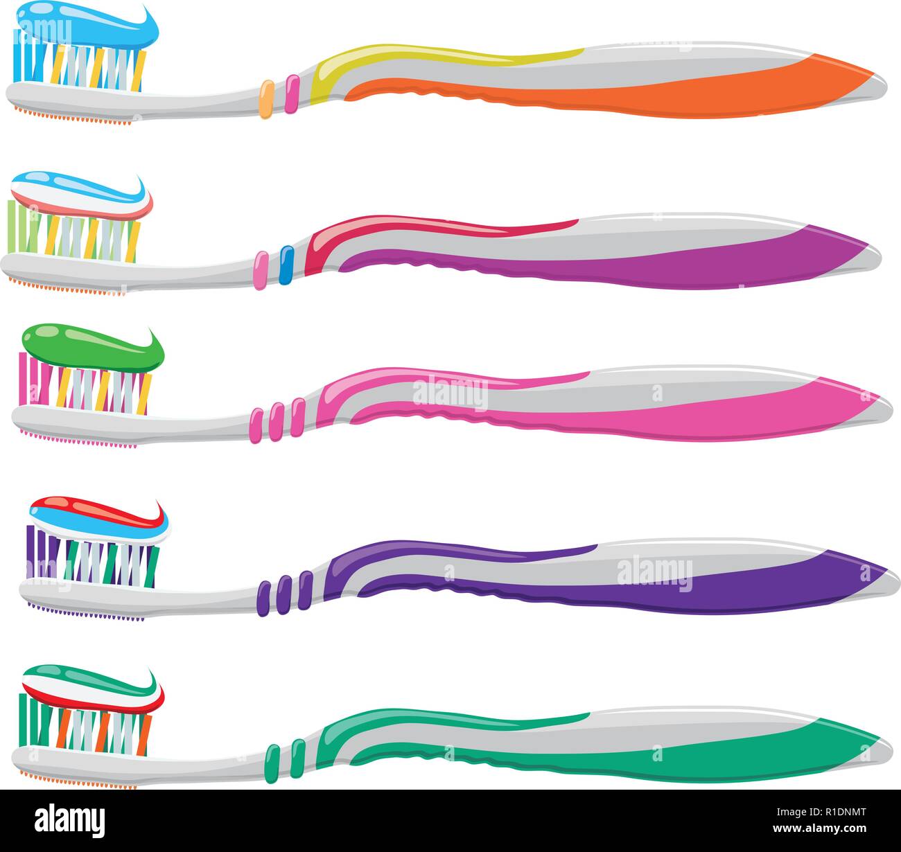 vector set of colorful toothbrushes isolated on white background. tooth ...