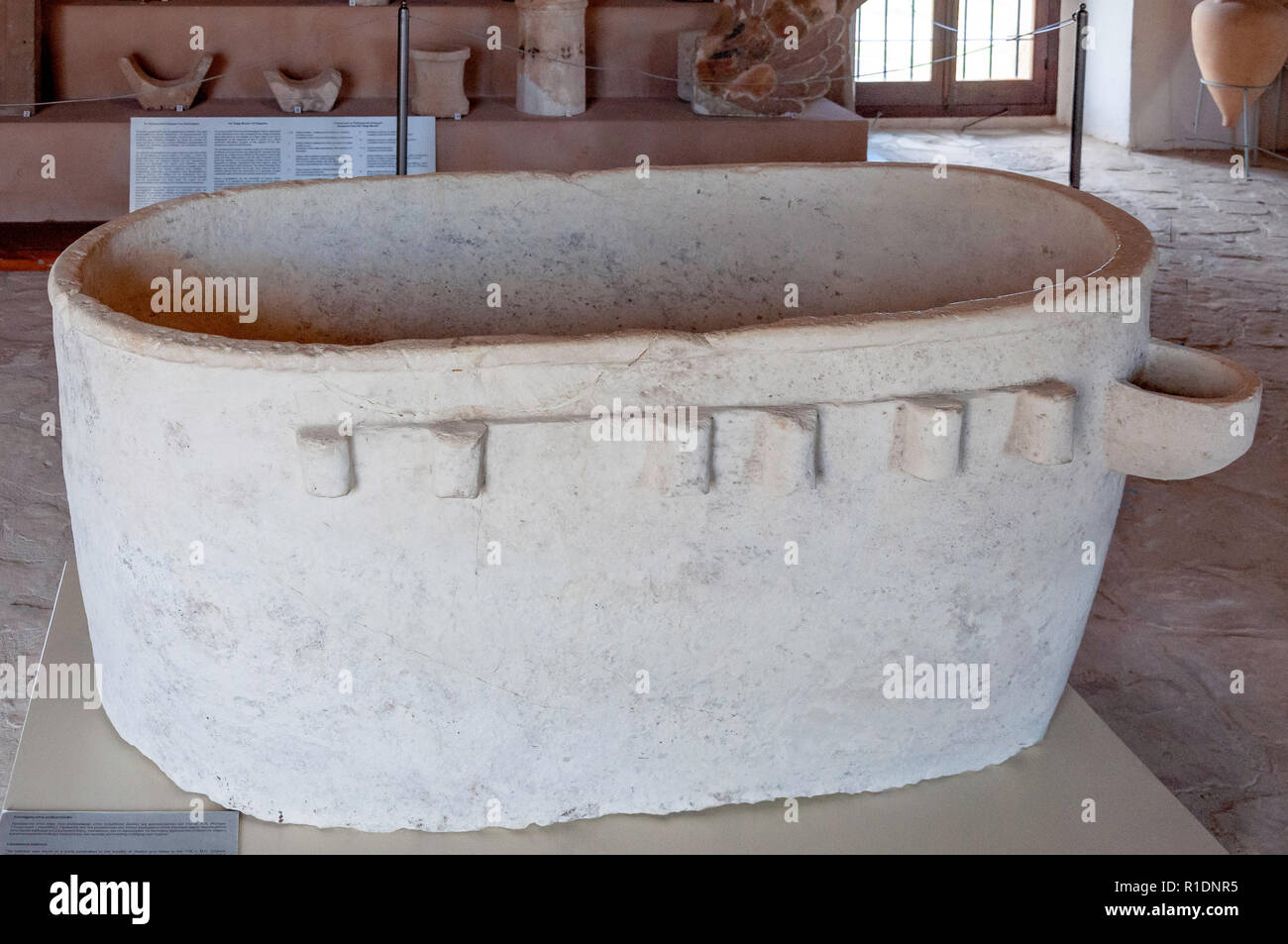 11th century BC Limestone bathtub, in Royal Manor House, Palaipaphos ...