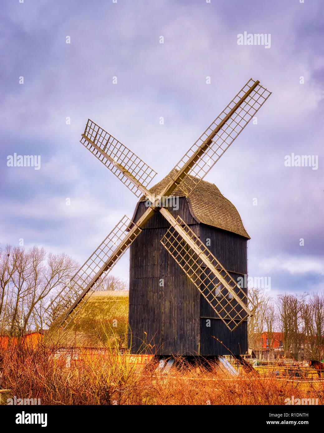 Beautiful old historic post windmill Stock Photo - Alamy