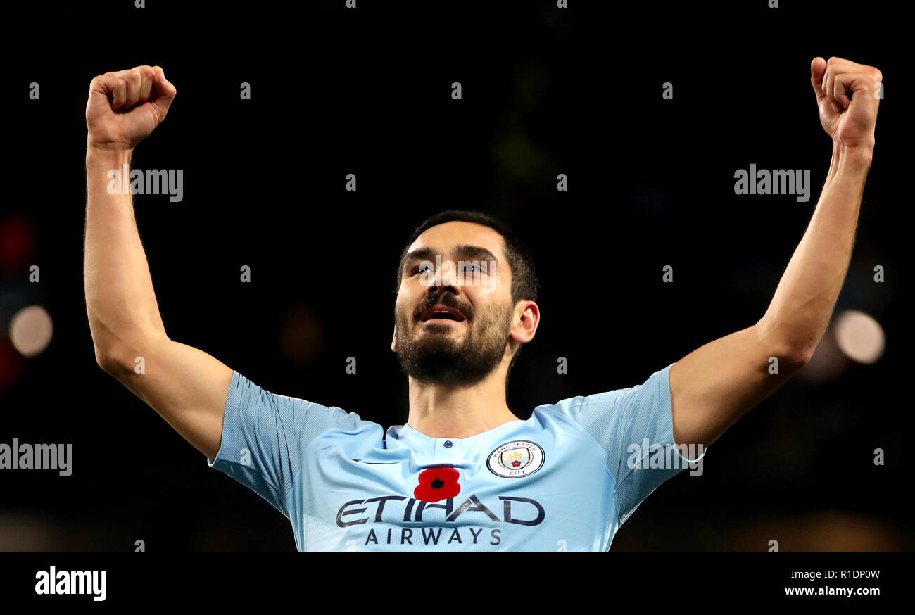 Manchester City's Ilkay Gundogan celebrates scoring his side's third ...