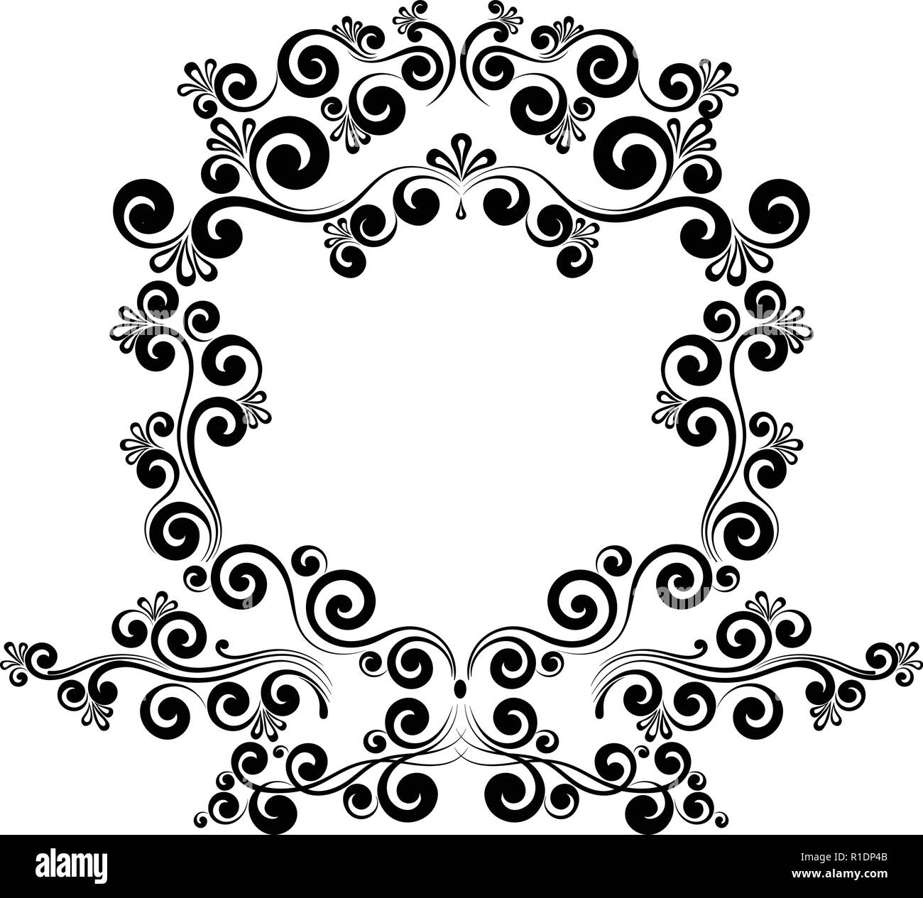 Baroque frame border monogram floral ornament Stock Vector Image & Art ...